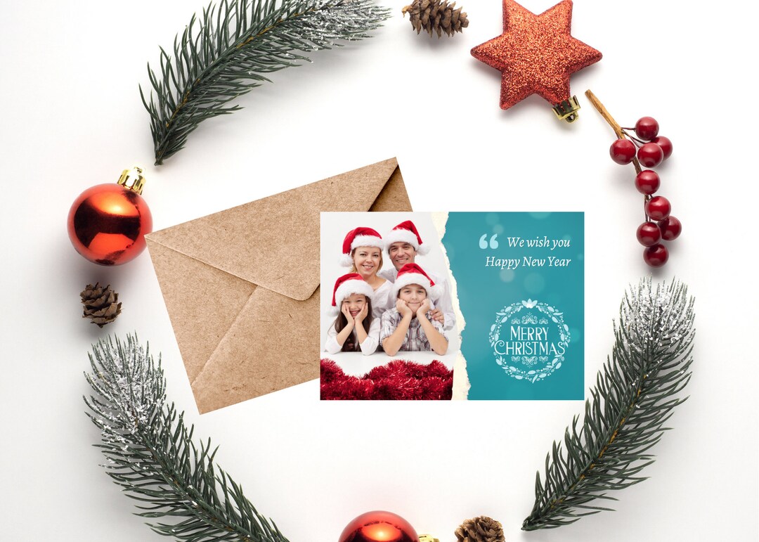 Holiday Christmas Card Template, Printable Christmas Cards, Digital ...