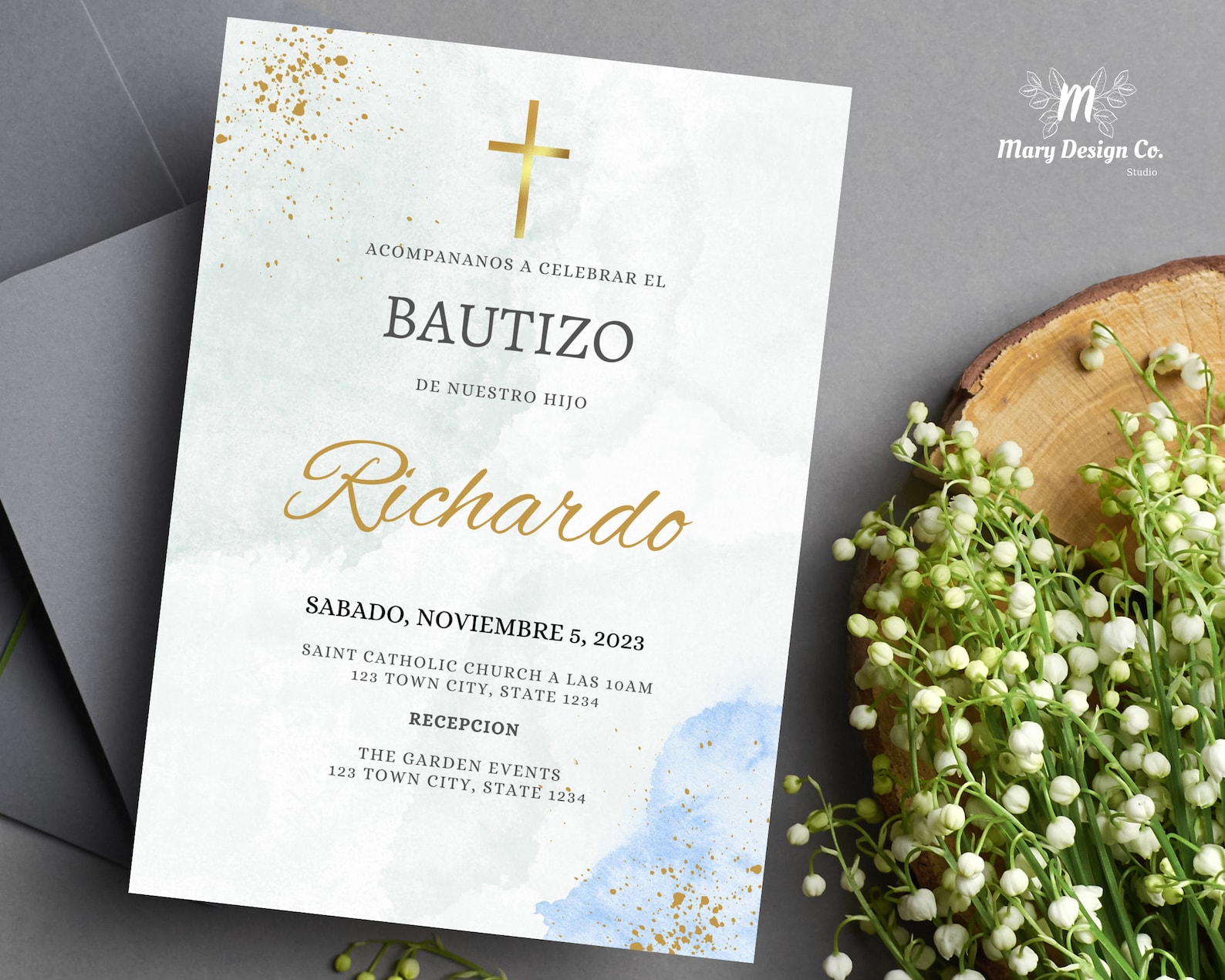 Invitacion De Bautizo, Invitacione Bautizo Niño, Bautizo Invitation in ...
