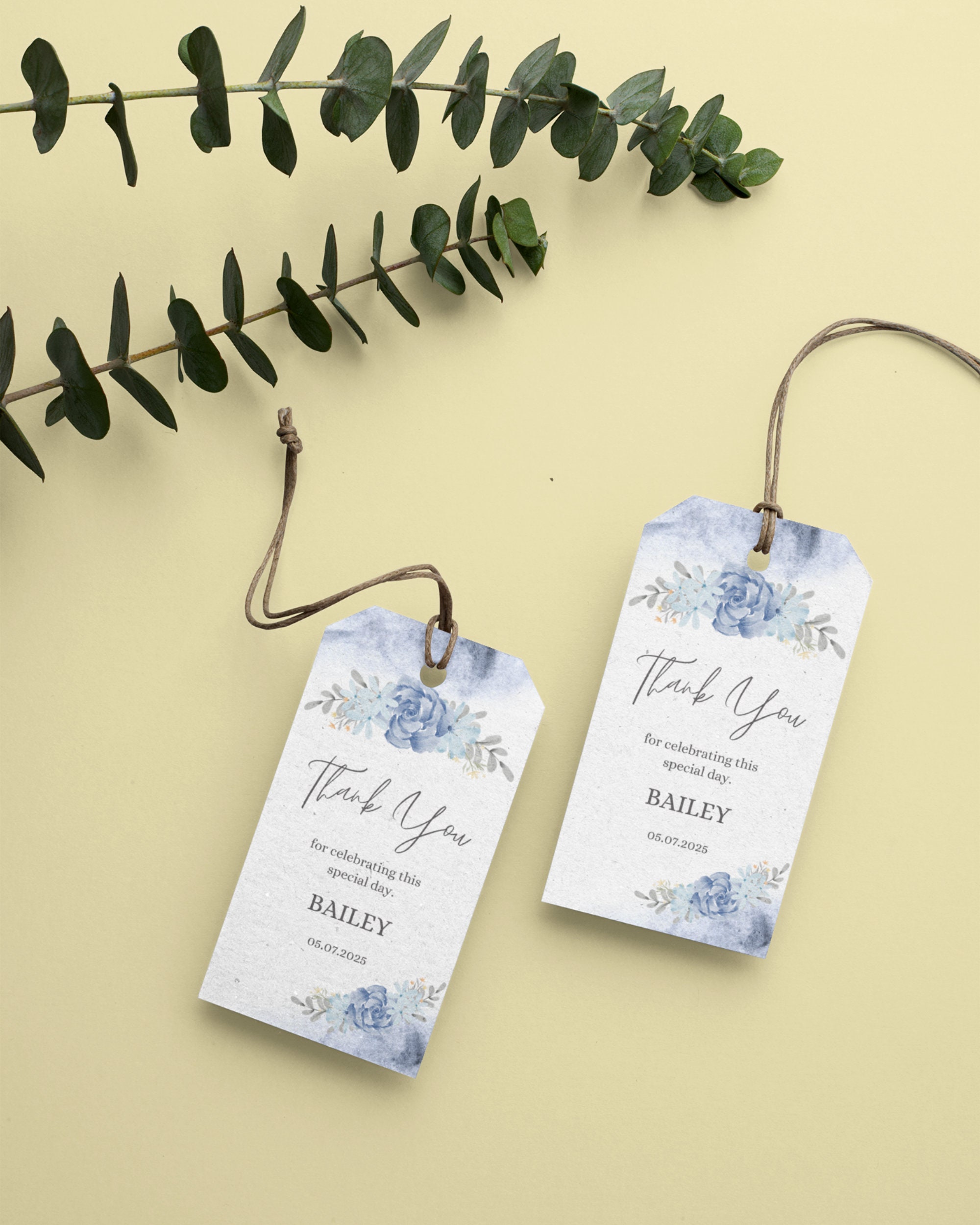 Baptism Favor Tag Template, Christening Gift Tag Template, Soft Blue ...