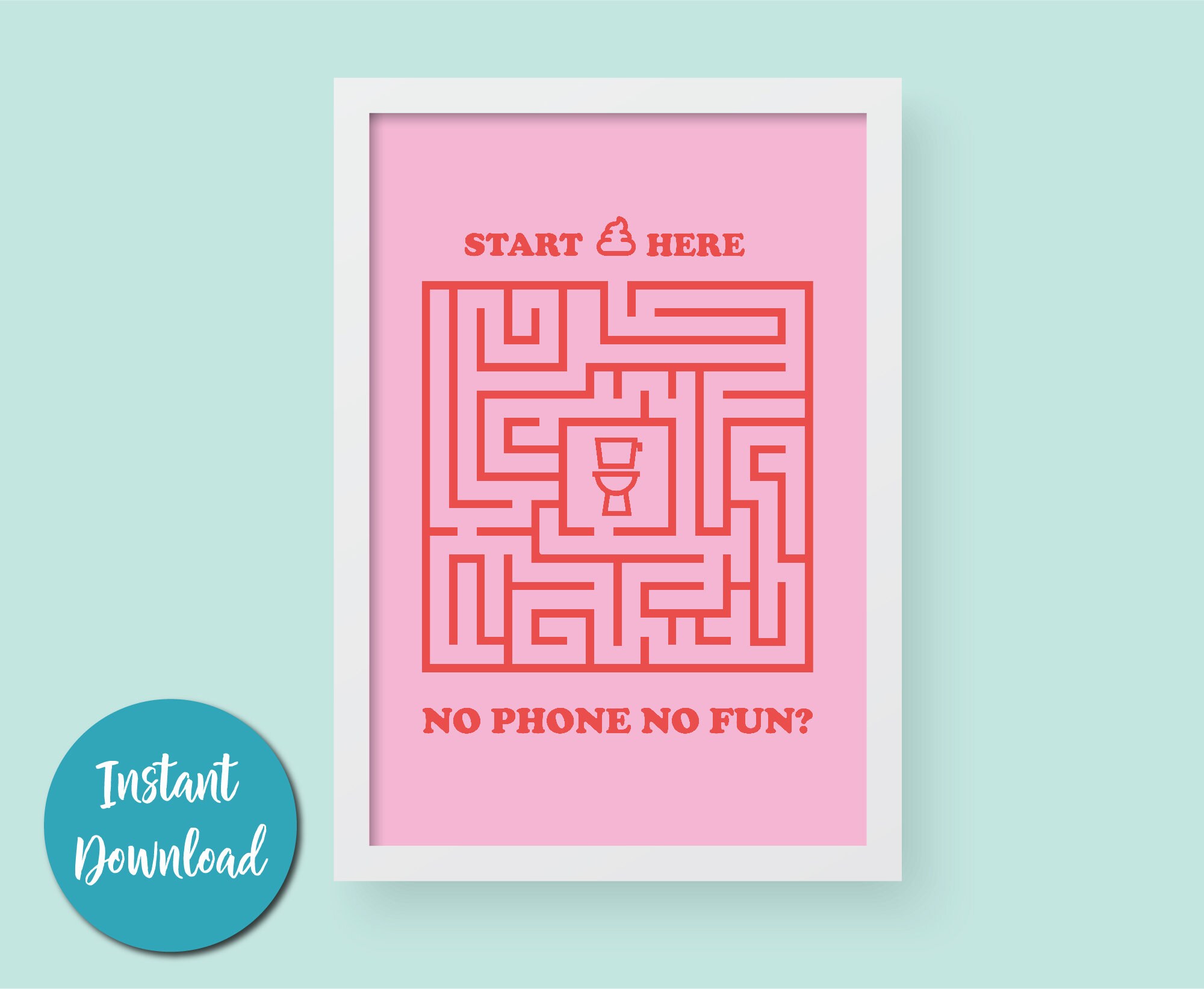 Funny Pink Bathroom Wall Decor, Toilet Pink Quiz Game, Forgot Your ...