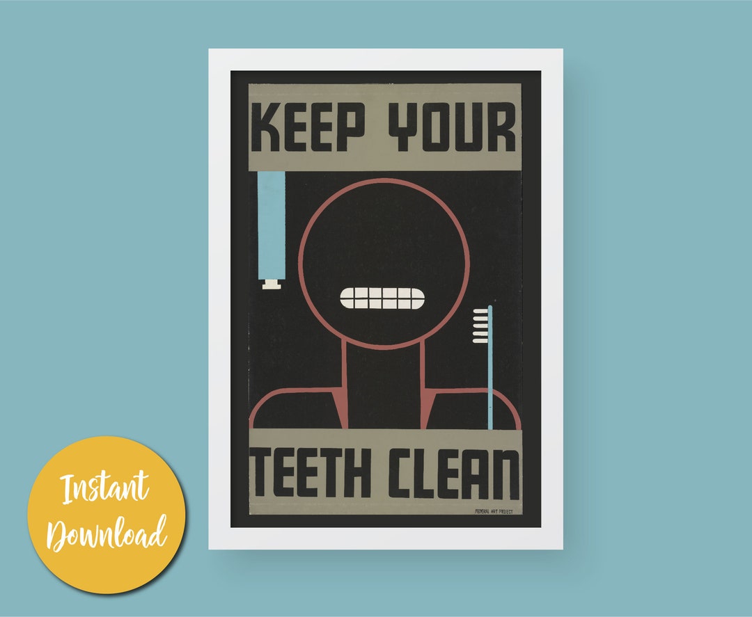 Original Vintage Bathroom Poster 'keep Your Teeth Clean' (1936), Retro ...