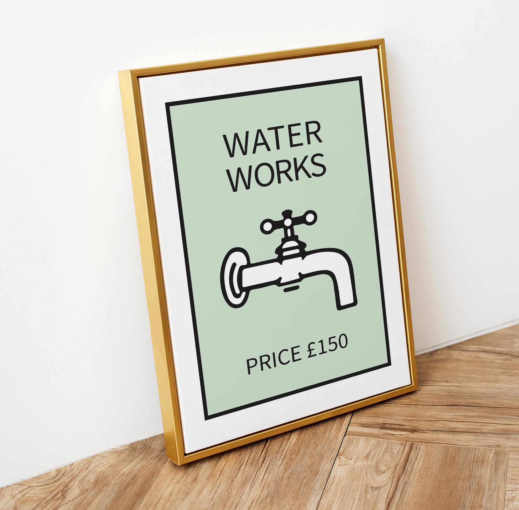 Waterworks Bathroom Print Monopoly Card Bathroom Wall Decor - Etsy