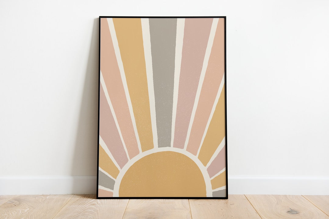 Bohemian Sunrice Instant Download Poster, Boho Sun in Neutral Colors ...