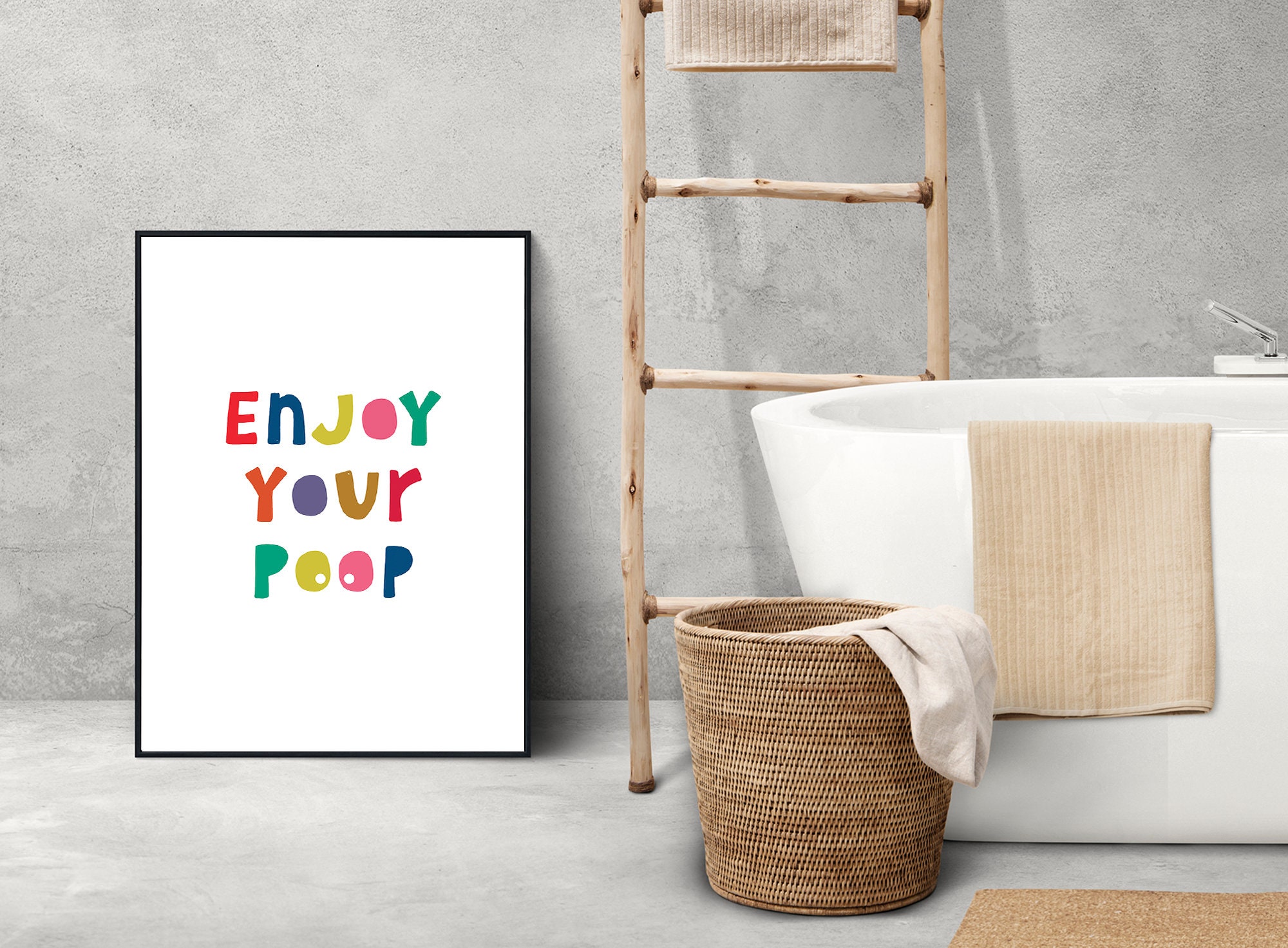 Enjoy Your Poop Printable Poster, Funny Colorful Bathroom Wall Art ...
