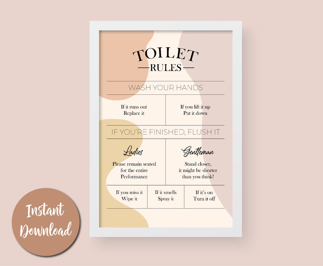 Toilet Rules, Boho Bathroom Wall Art Funny, Bathroom Bohemian Wall Art ...