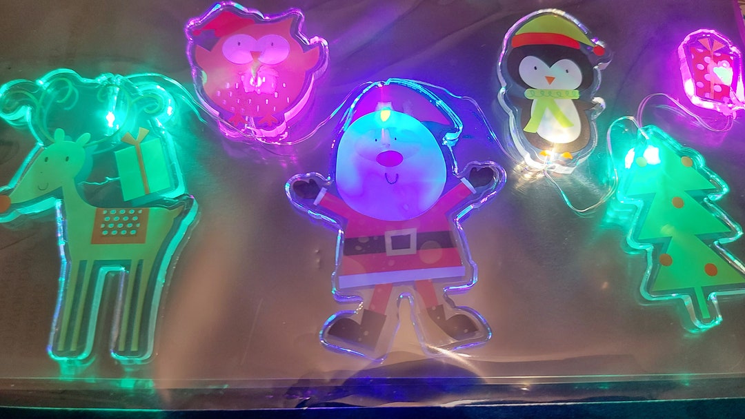 Christmas Gel Window Stickers With Lights Colourful Lights - Etsy UK