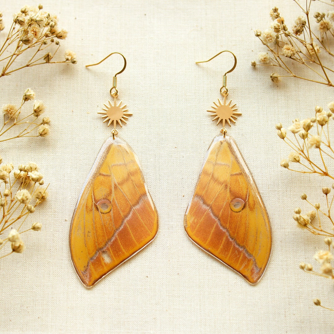 Chinese Tasar Moth Wing Earrings Real Moth Wing Jewellery - Etsy
