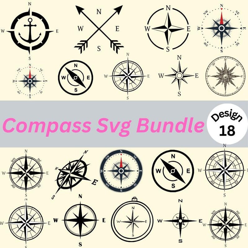 Compass, Compass SVG, Compass Rose SVG, Nautical Compass SVG, Svg, Dxf ...