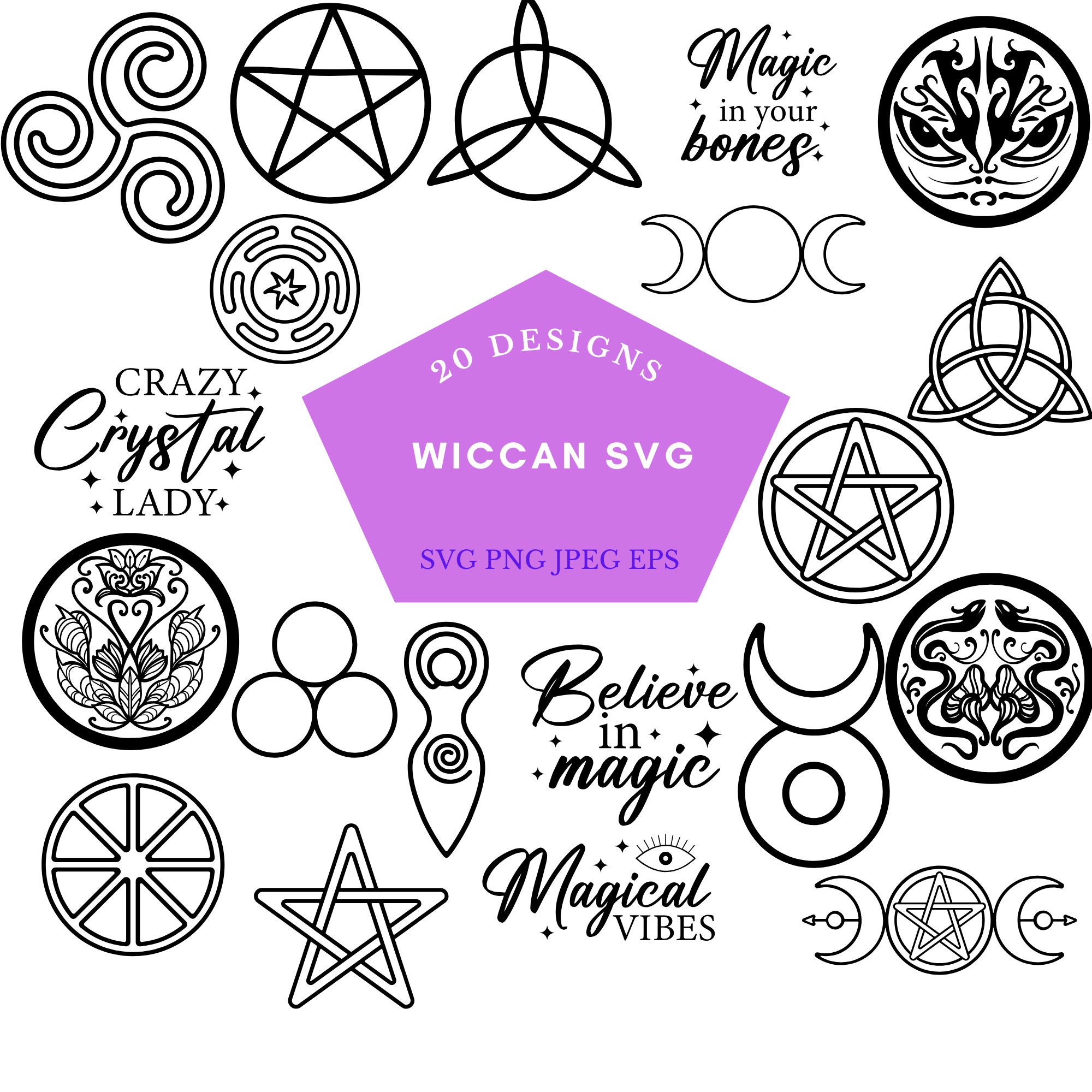 Wiccan Svg, Triple Moon Svg, Pagan Svg, Evil Eye Svg, Witchy Svg, Moon ...