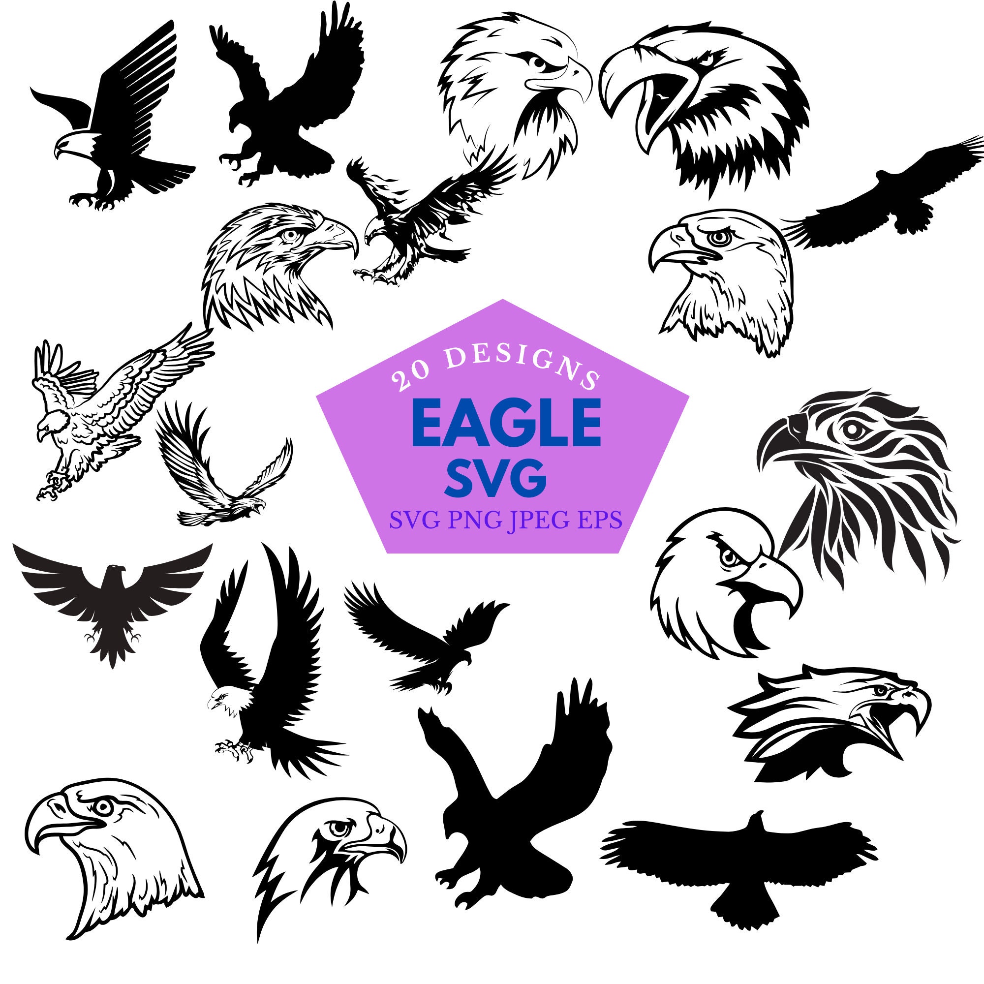 Eagle SVG Bundle, Eagle PNG Bundle, Eagle Clipart, Eagles Svg, Eagle ...