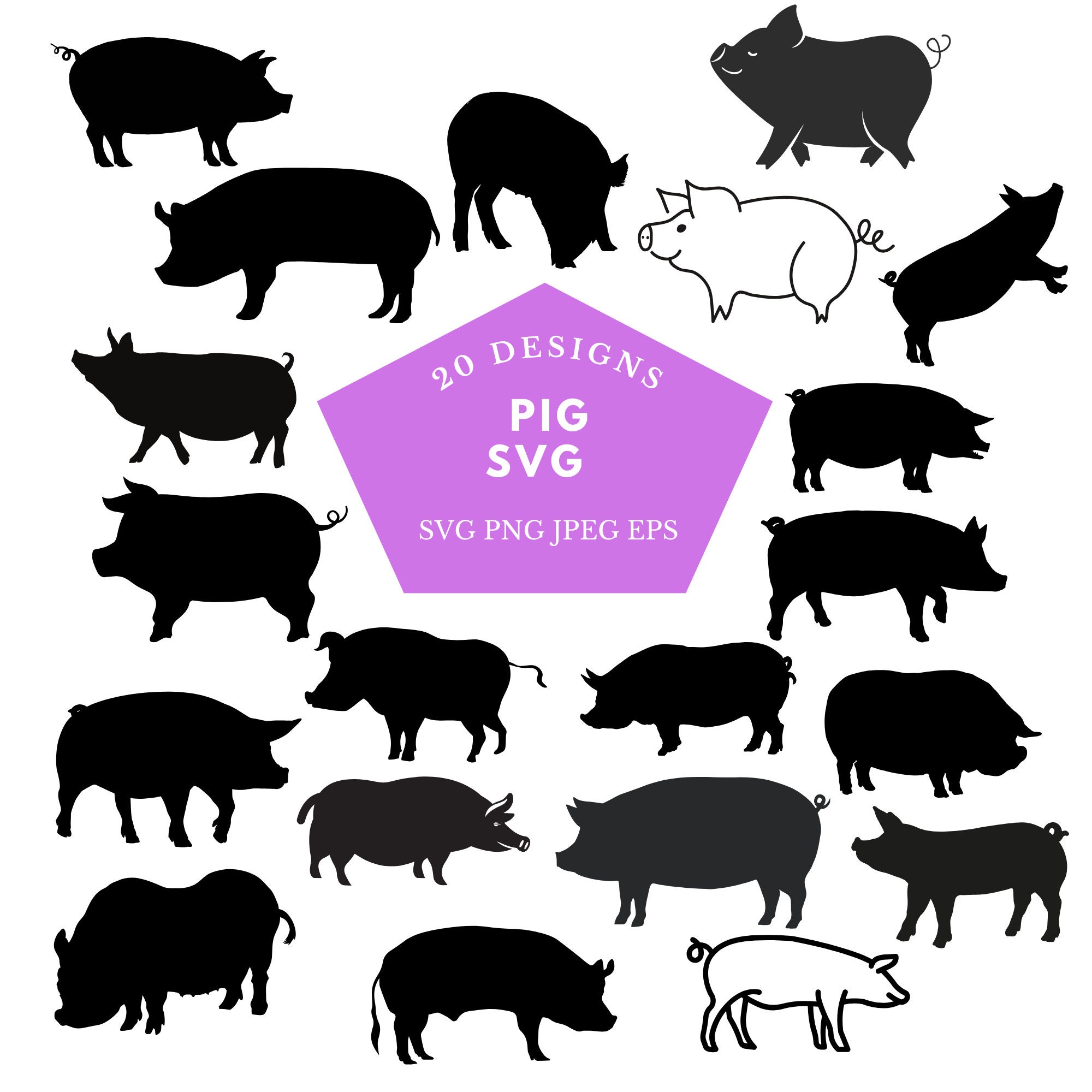 Pig SVG, Pig Vector, Pig Silhouette SVG, Pig Silhouette Vector, Pig PNG ...