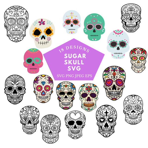 Sugar Skull Clipart - Etsy