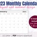 2023 Monthly Calendar Printable, Minimal Calendar, Minimalist Planner ...
