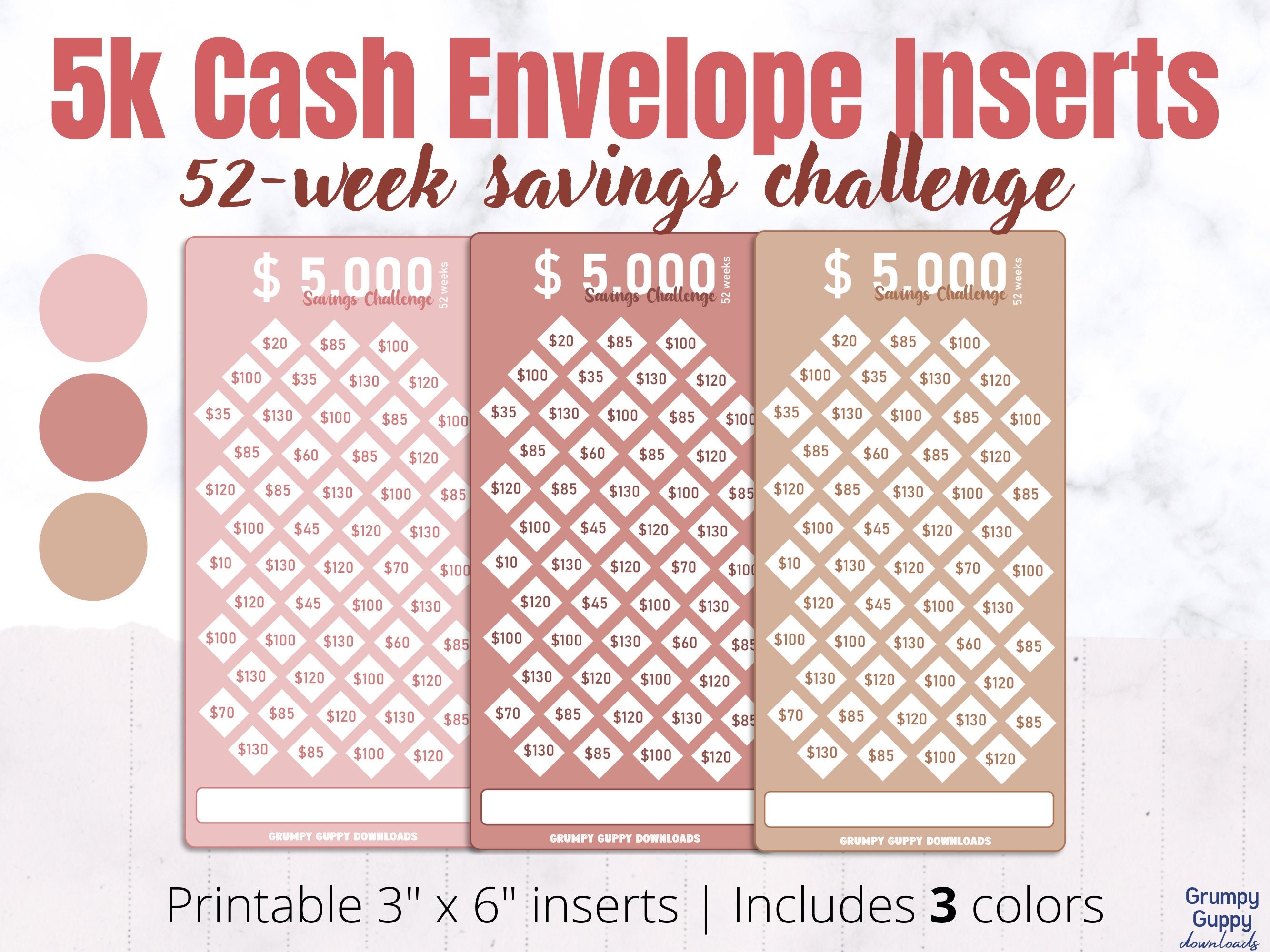5k Savings Challenge Envelope, 52 Week Challenge Cash Envelope, 5k ...
