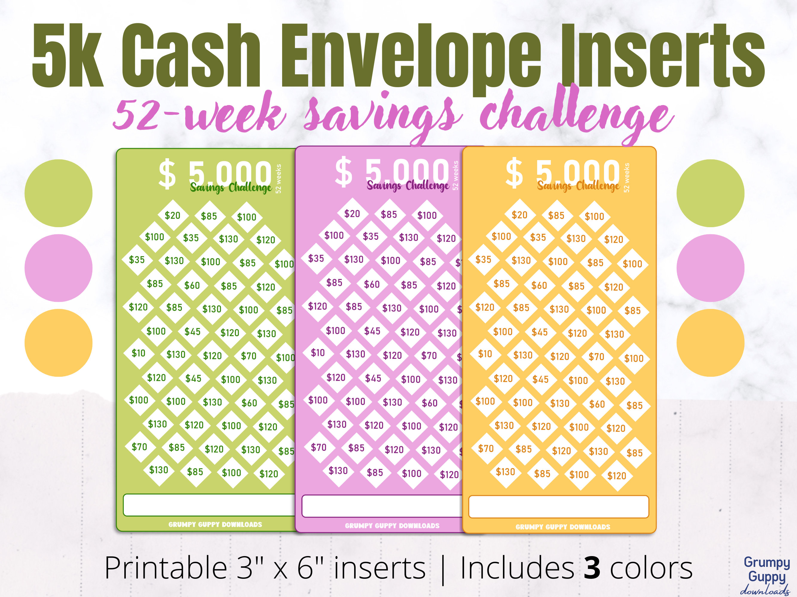 5k Savings Challenge Envelope, 52 Week Challenge Cash Envelope, 5k ...