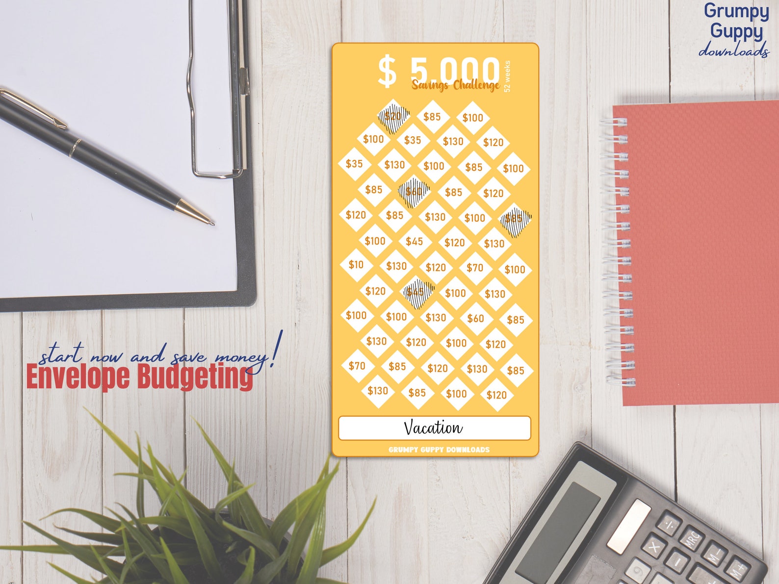 5k Savings Challenge Envelope, 52 Week Challenge Cash Envelope, 5k ...