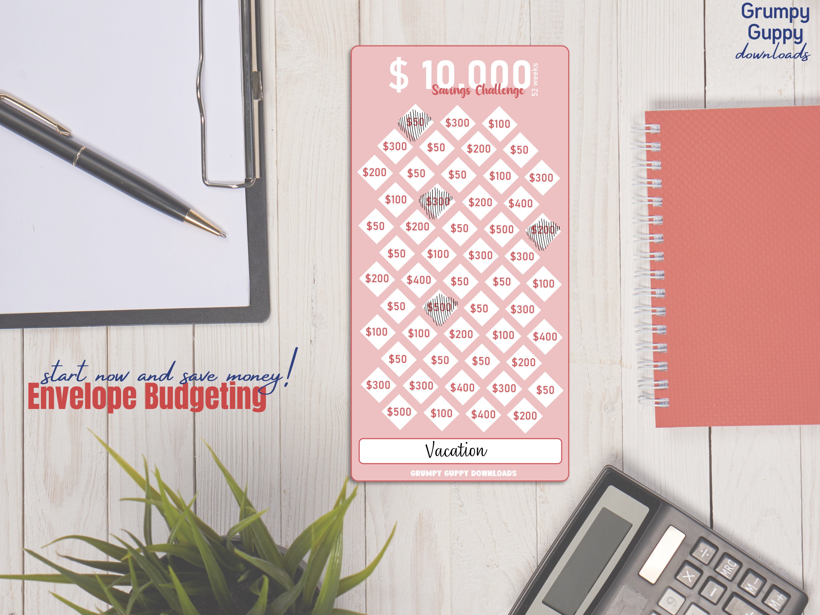 10k Savings Challenge Envelope, 52 Week Challenge Cash Envelope, 10k ...