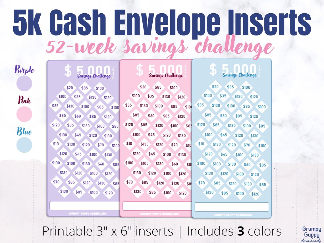 5k Savings Challenge Envelope, 52 Week Challenge Cash Envelope, 5k ... 5k Savings Challenge Envelope, 52 Week Challenge Cash Envelope, 5k ...