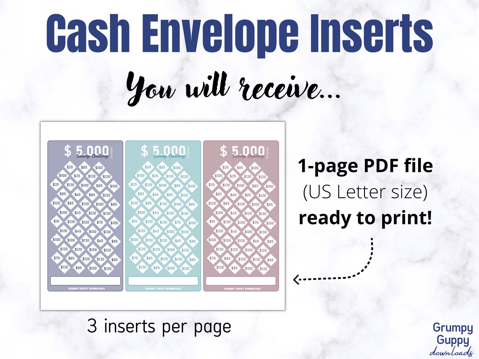 5k Savings Challenge Envelope, 52 Week Challenge Cash Envelope, 5k ...