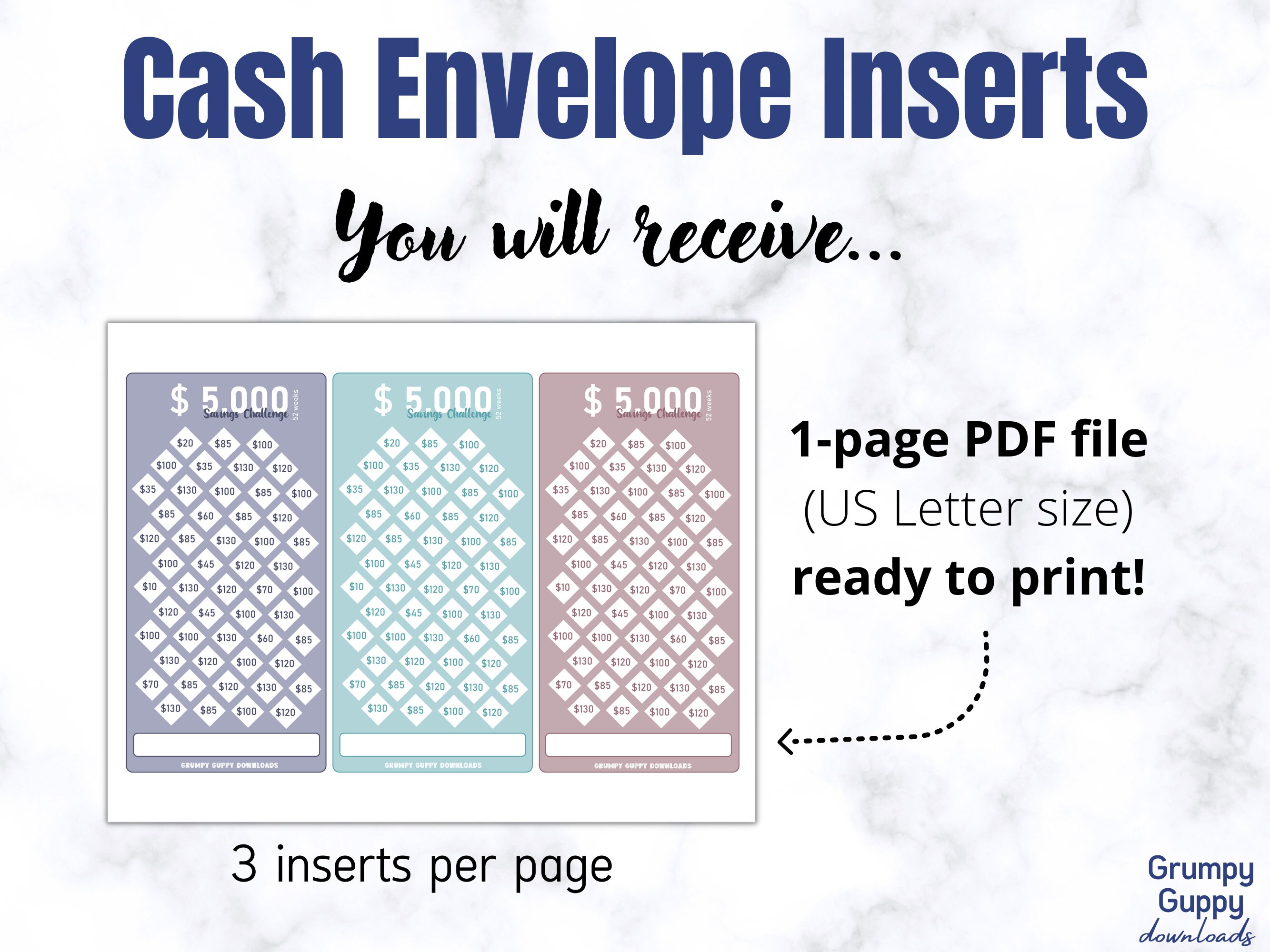 5k Savings Challenge Envelope, 52 Week Challenge Cash Envelope, 5k ...