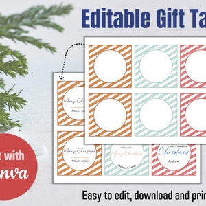 Editable Gift Tags Template, Printables Christmas Gift Tags, Blank Tags ...