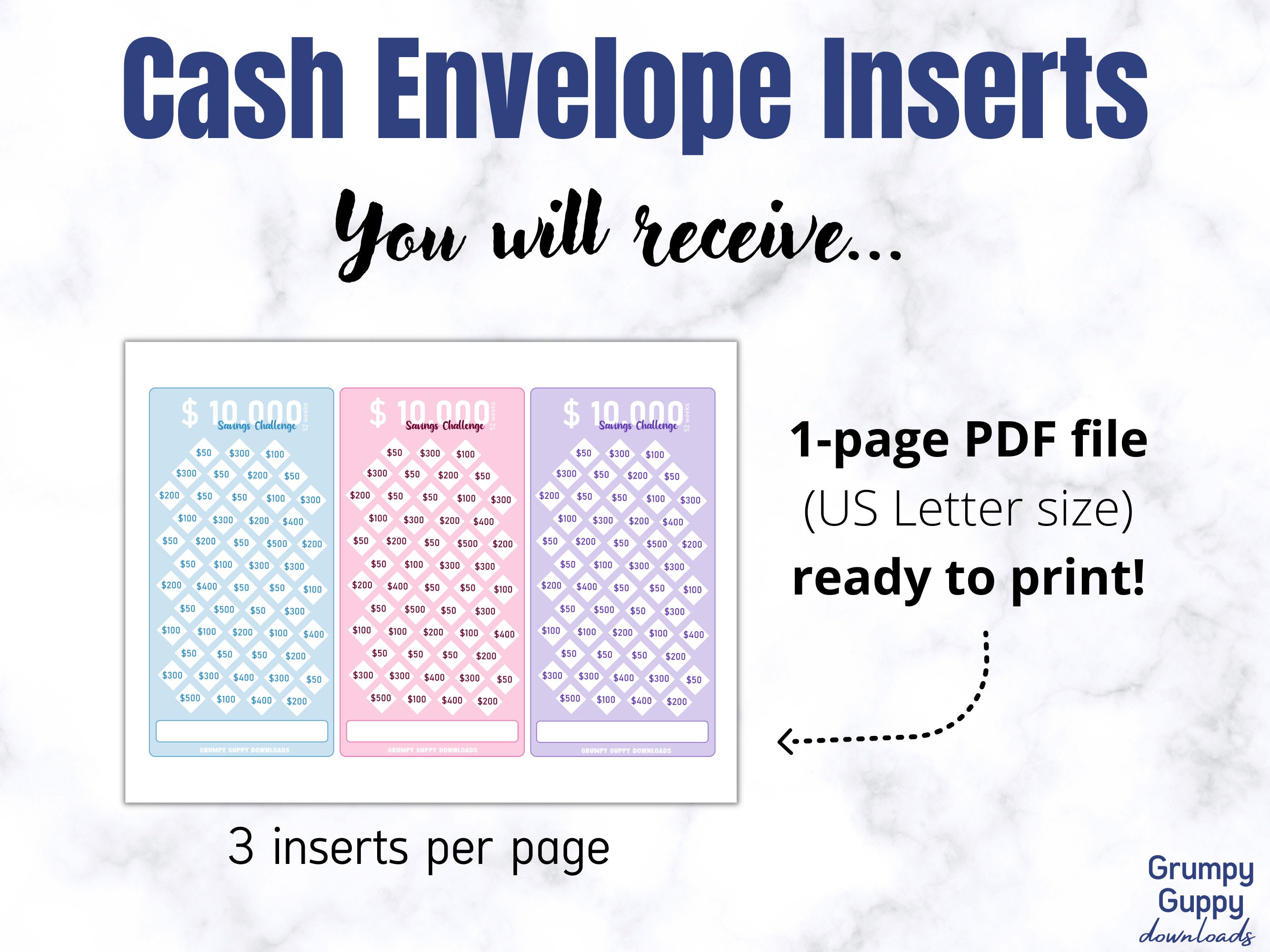 10k Savings Challenge Envelope 52 Week Challenge Cash - Etsy