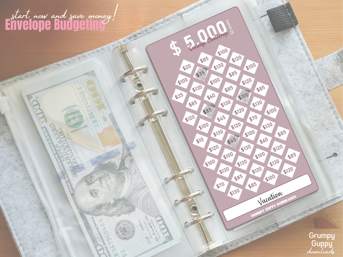 5k Savings Challenge Envelope, 52 Week Challenge Cash Envelope, 5k ...