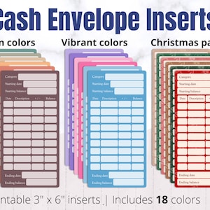 Budget Envelope Inserts, Cash Envelope Inserts, A6 Cash Envelopes ...