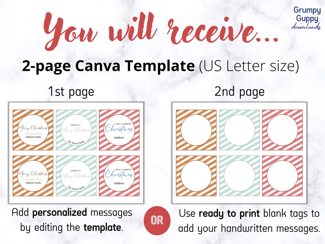 Editable Gift Tags Template, Printables Christmas Gift Tags, Blank Tags ...