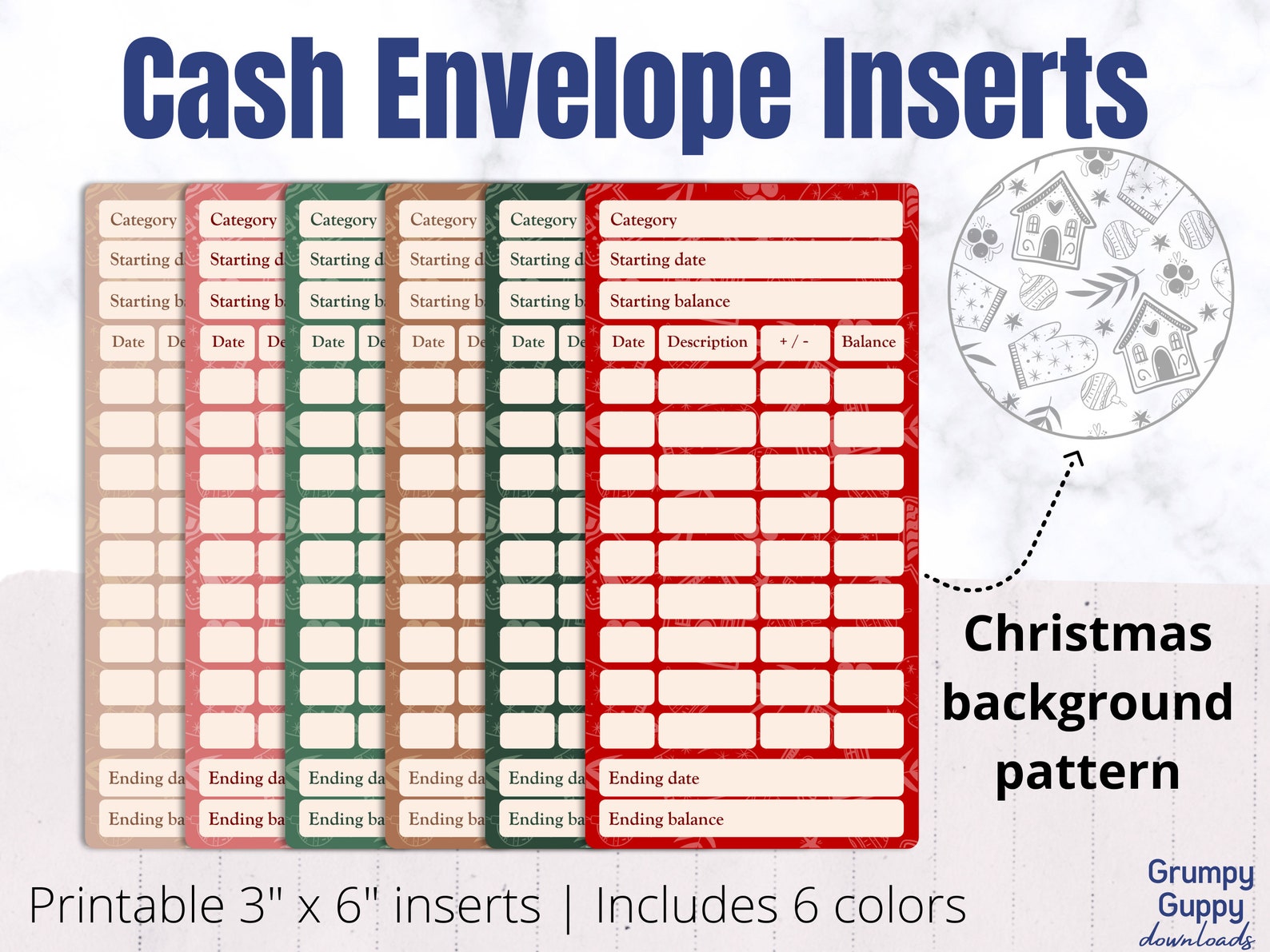 Budget Envelope Inserts, Cash Envelope Inserts, A6 Cash Envelopes ...