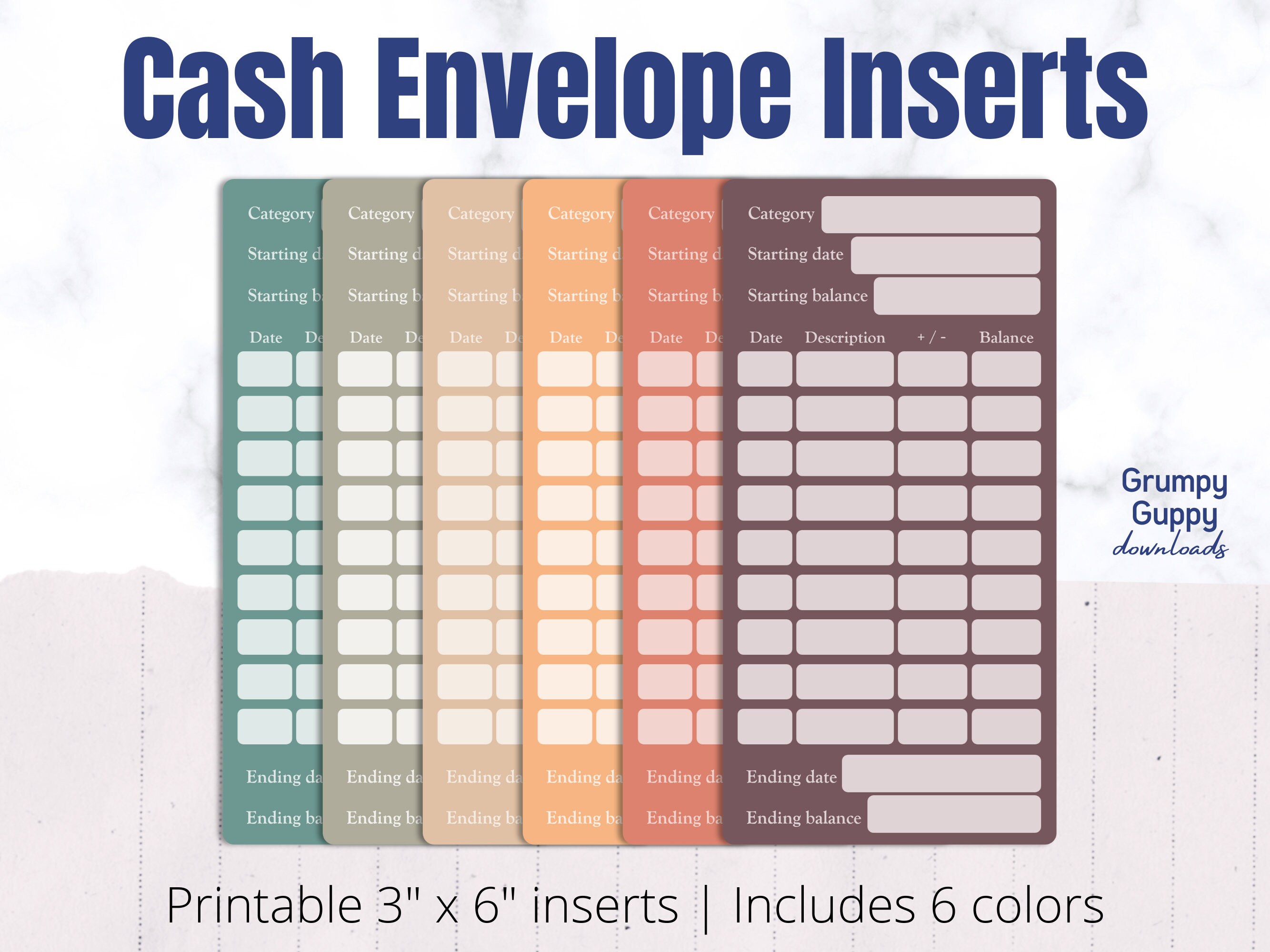 Budget Envelope Inserts Cash Envelope Inserts A6 Cash - Etsy