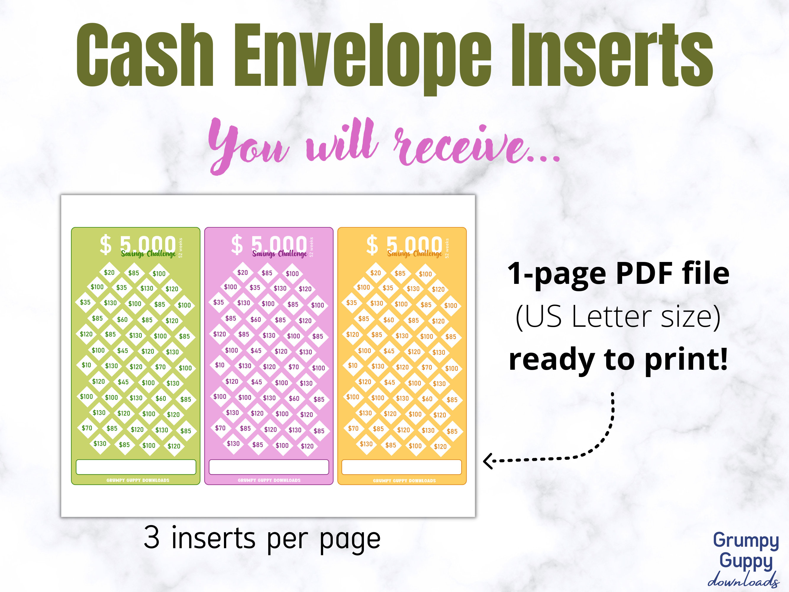 5k Savings Challenge Envelope, 52 Week Challenge Cash Envelope, 5k ...