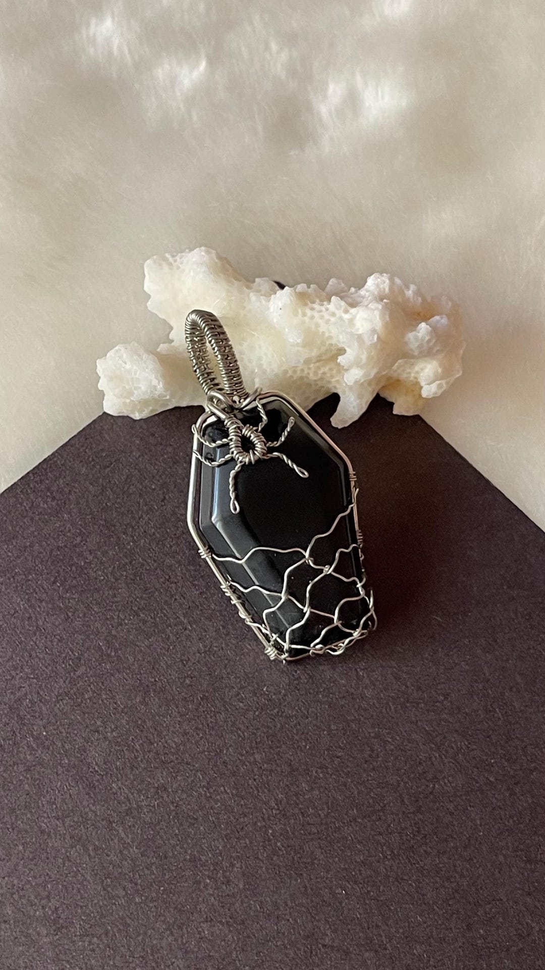 Coffin Obsidian Spider Necklace - Etsy