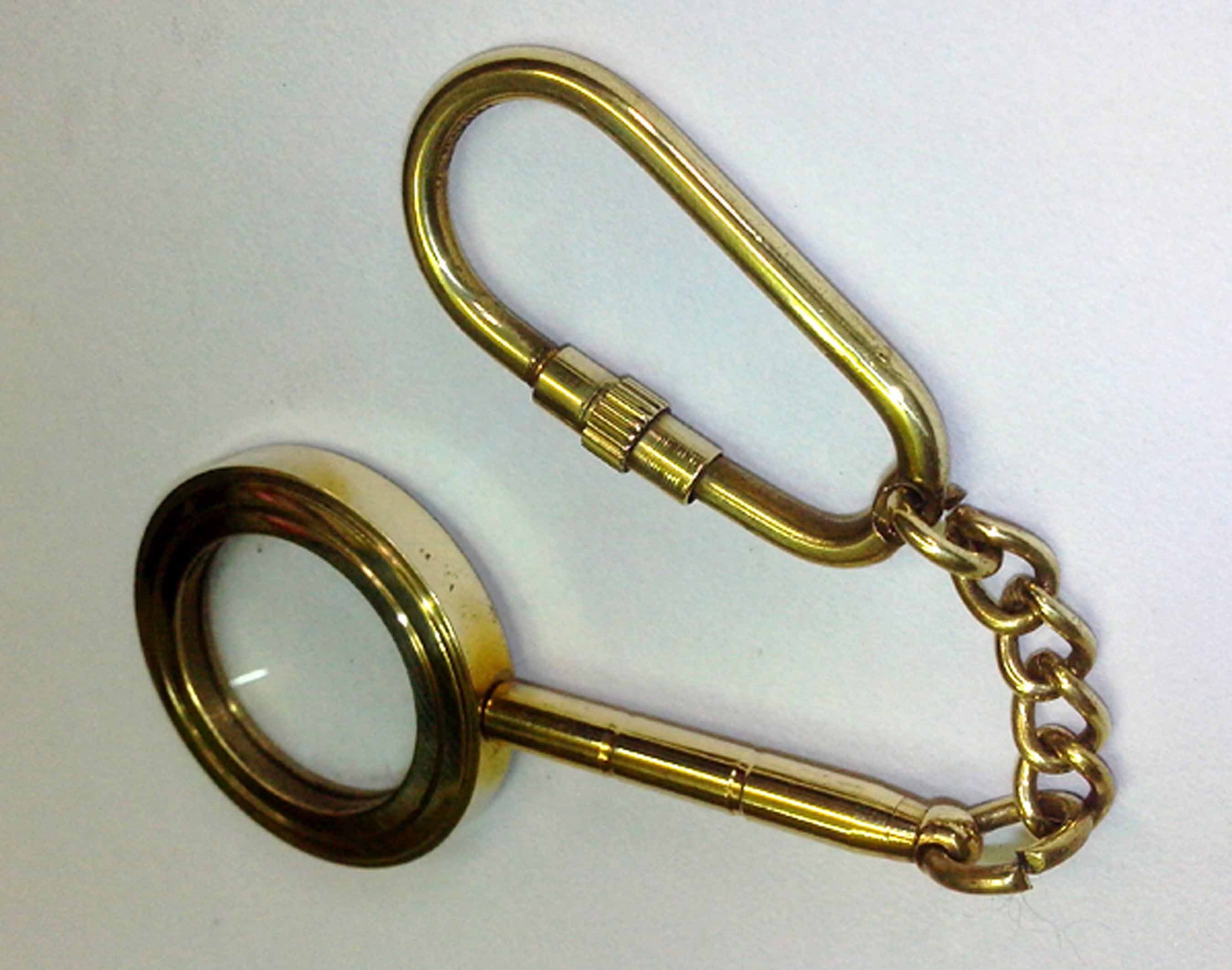 Vintage, Modern Upgraded Hand Magnifier Keychain 1pc, 4X, Brass, Shiny ...