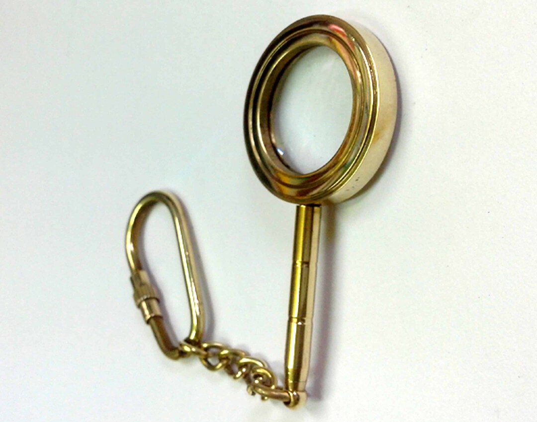Vintage, Modern Upgraded Hand Magnifier Keychain 1pc, 4X, Brass, Shiny ...