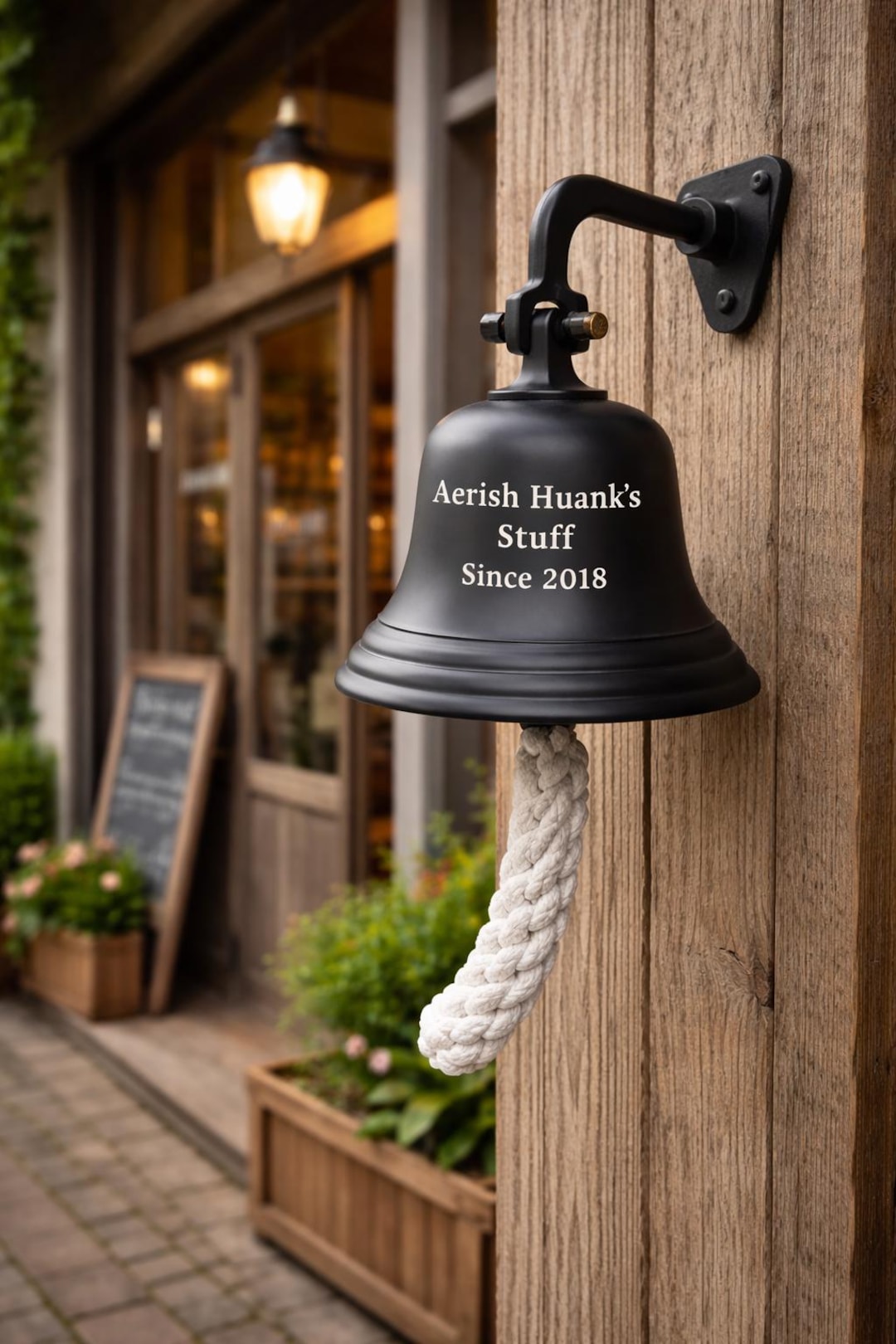 Matte Black Shop Bell | Custom Engraved Brass Entrance Bell - Etsy