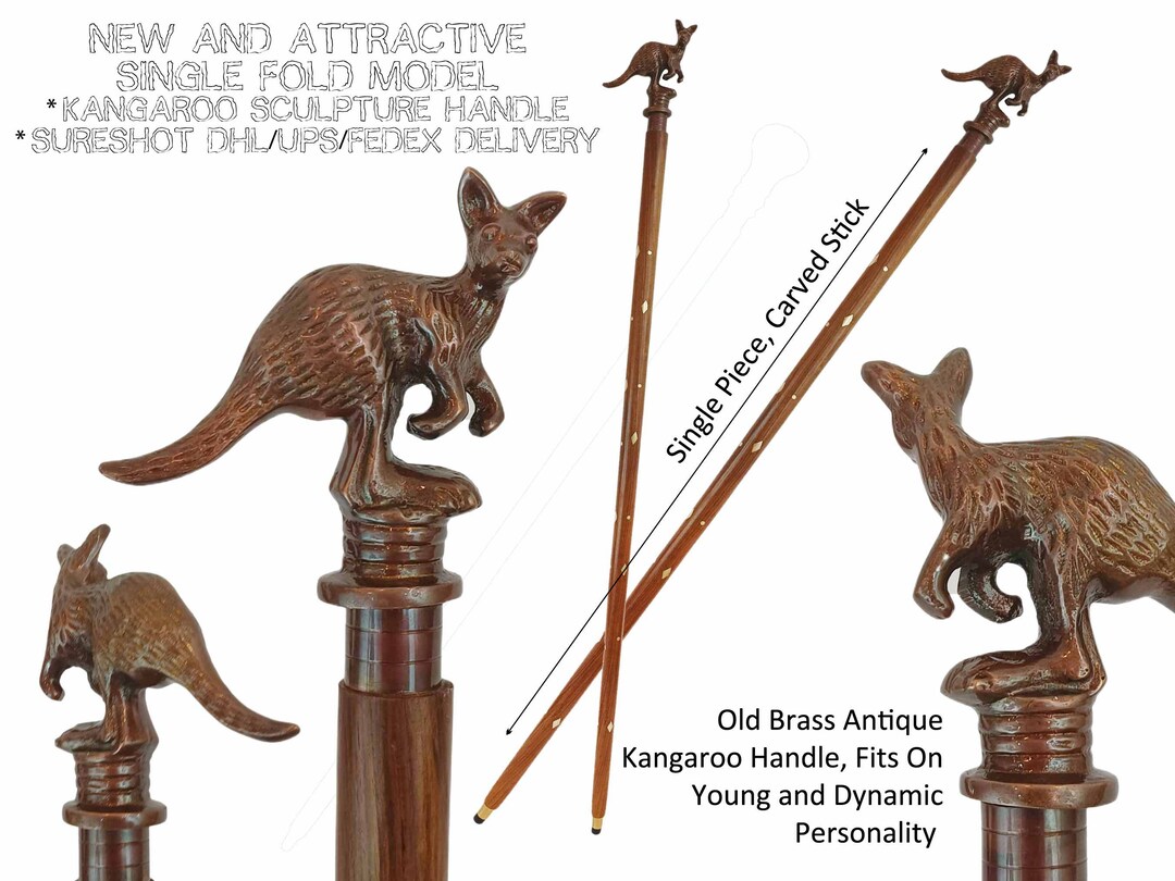 Vintage, Antique Kangaroo Handle Walking Stick (1pc Model), Personal ...