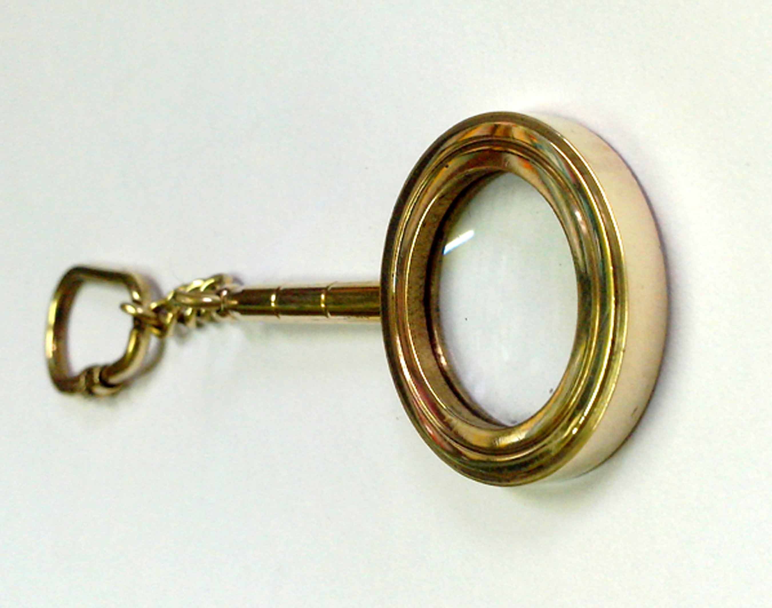 Vintage, Modern Upgraded Hand Magnifier Keychain 1pc, 4X, Brass, Shiny ...
