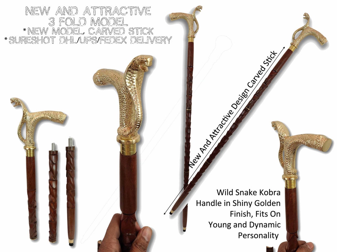 Vintage Wild Snake Handle Engraved Walking Stick 3pcs - Etsy