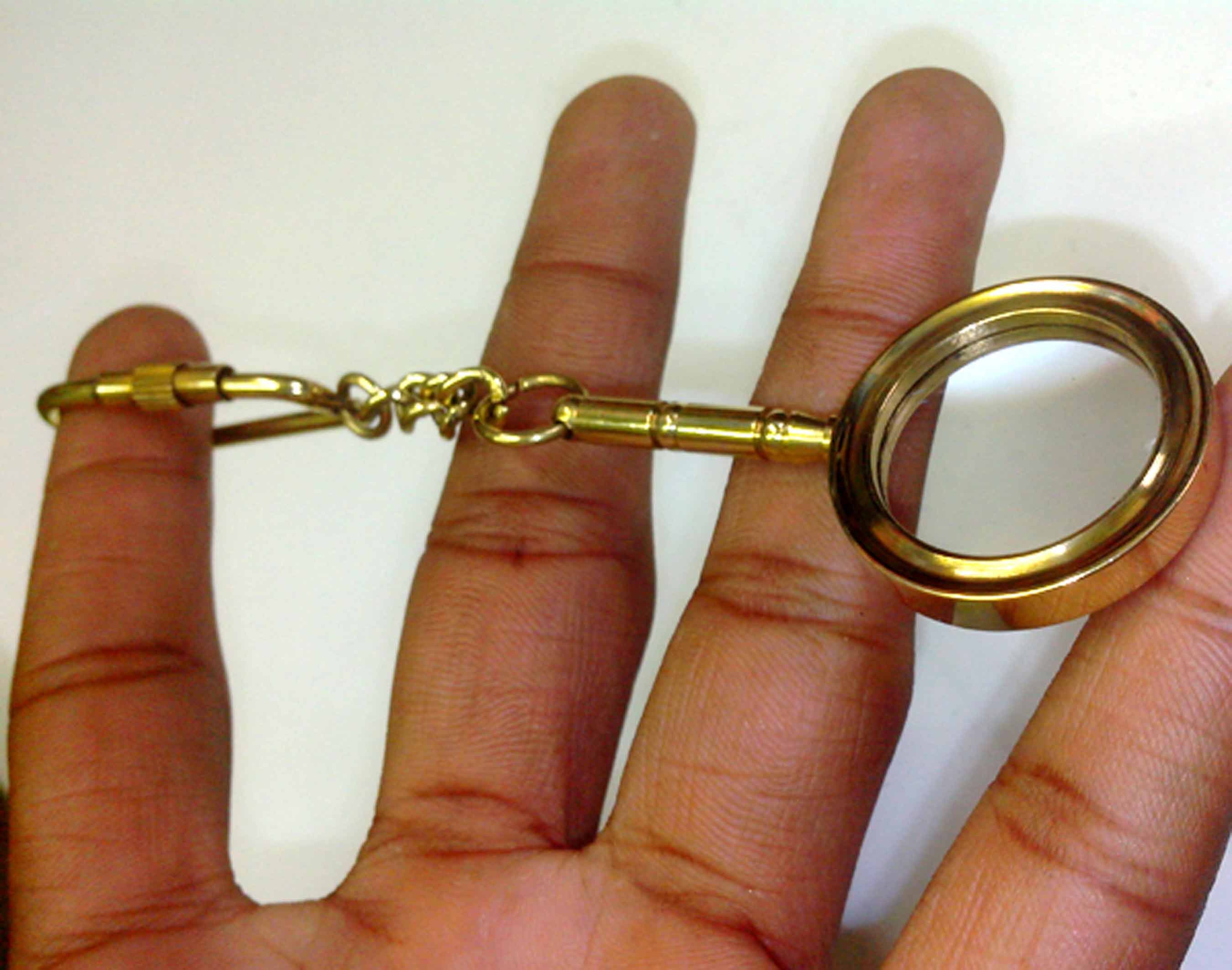 Vintage, Modern Upgraded Hand Magnifier Keychain 1pc, 4X, Brass, Shiny ...