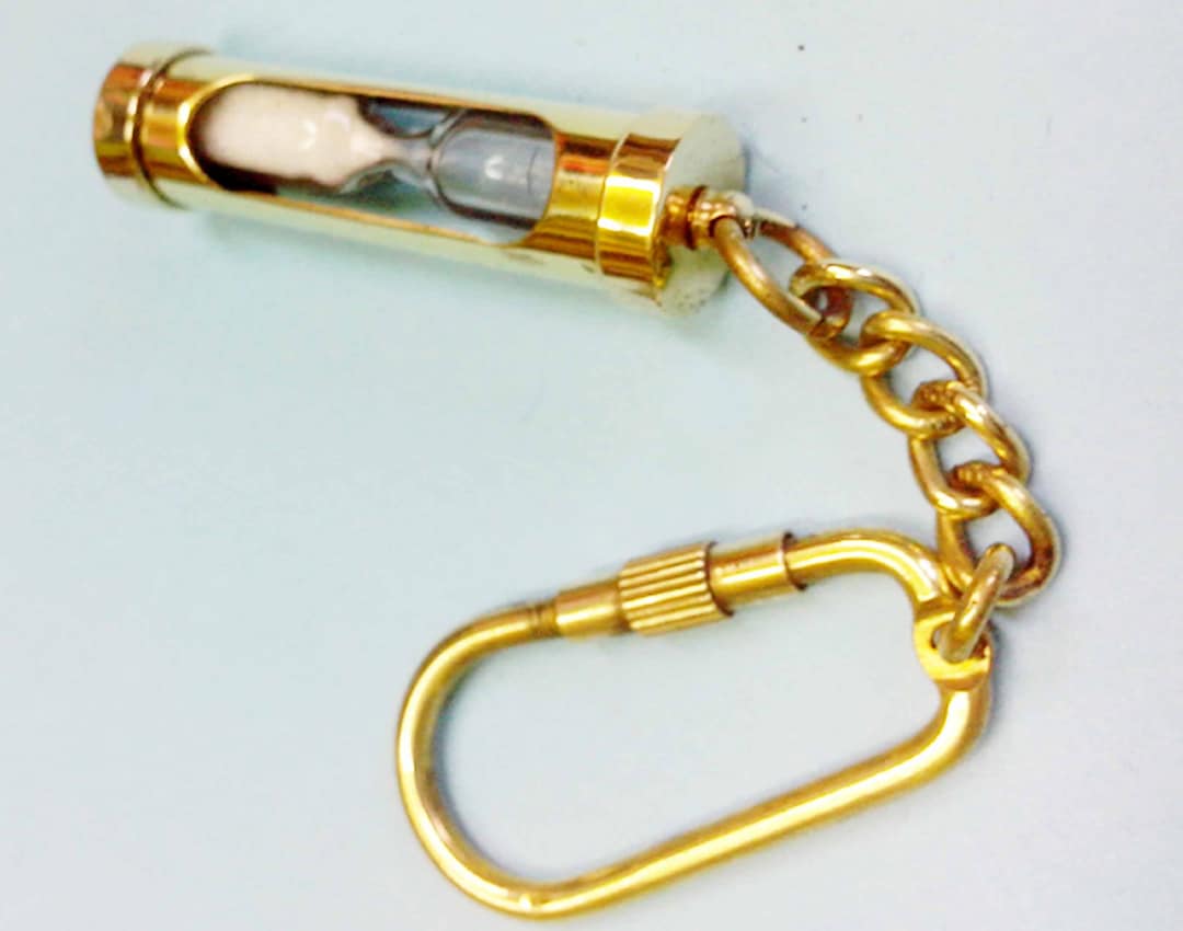 Vintage Brass Sand Timer Keychain, Shiny Finish - Etsy