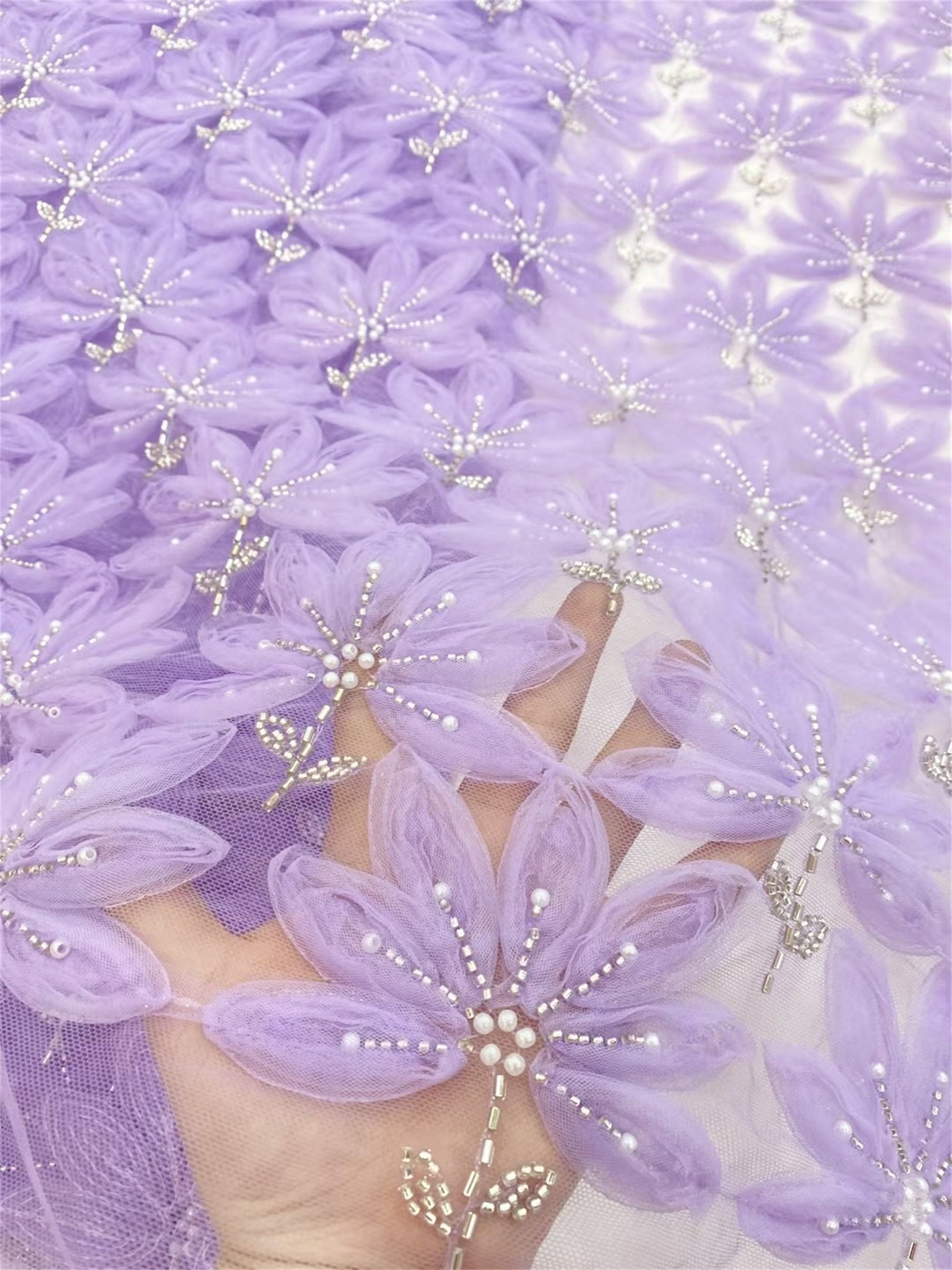 3D Tulle Floral Fabric Beaded Tulle Fabric for Bridal Gown - Etsy