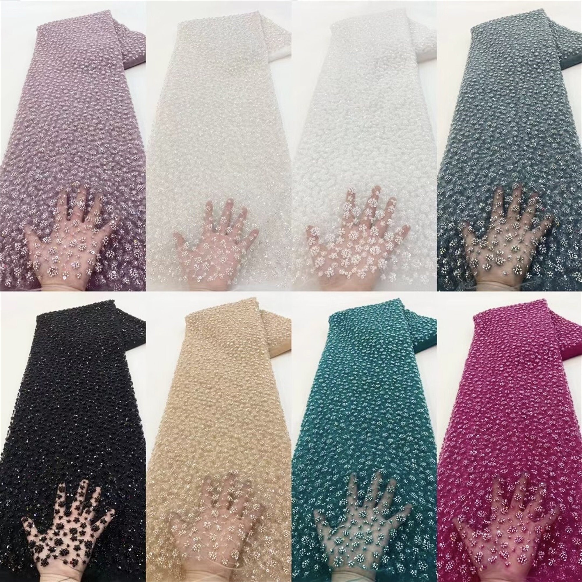 3D Beads Sequins Mesh Fabric,wedding Dress Floral Beaded Fabric,mesh ...