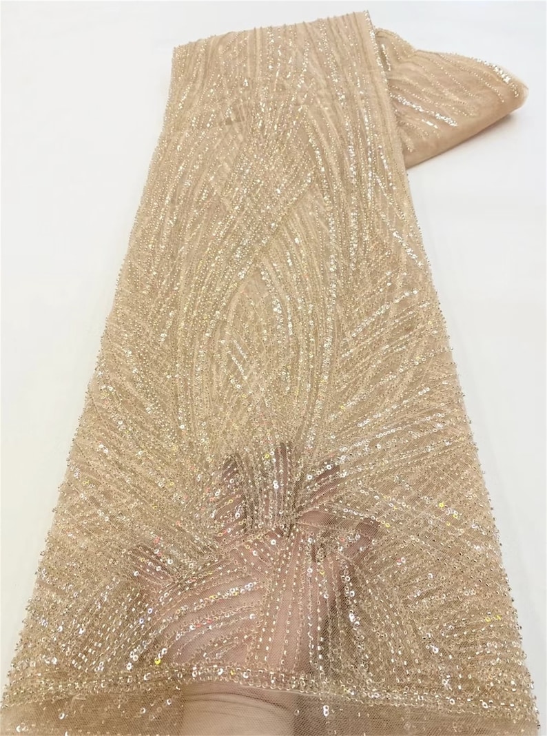 Luxurious Beaded Tulle Fabric, Sequined Tulle Mesh, DIY Clothing Fabric ...
