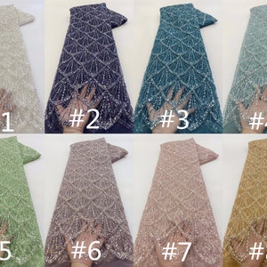 New Shell Heavy Beaded Lace Fabric, Sequined Tulle Fabric, Fashionable ...