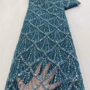 New Shell Heavy Beaded Lace Fabric, Sequined Tulle Fabric, Fashionable ...