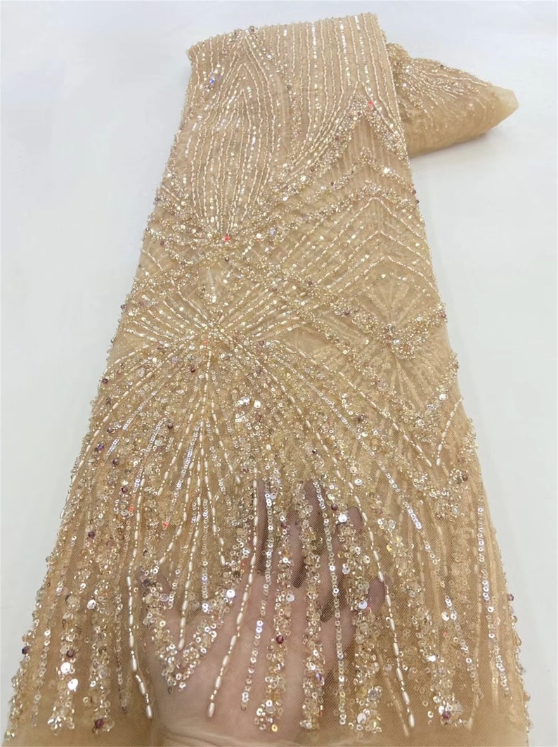 Ivory Sequin Lace Fabric, Sequin Mesh, High-end Clothing Fabric, Dress ...