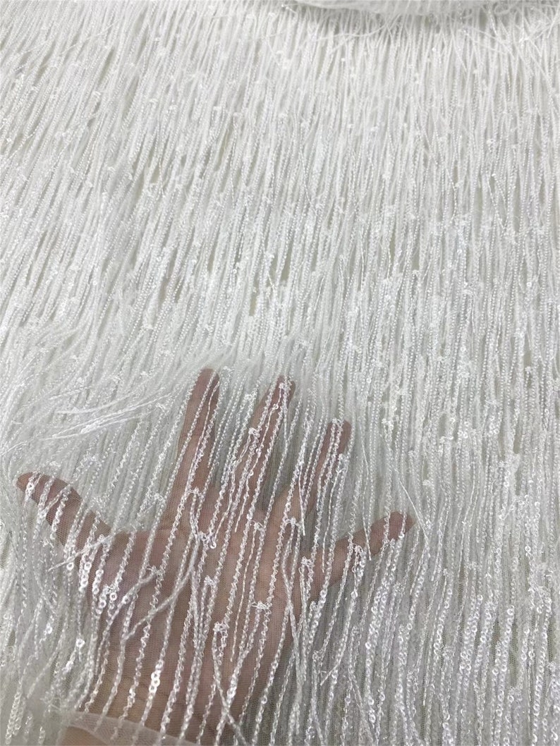 Pink Fringed Tulle Fabric, Sequin Mesh Fabric, DIY Wedding Bride ...