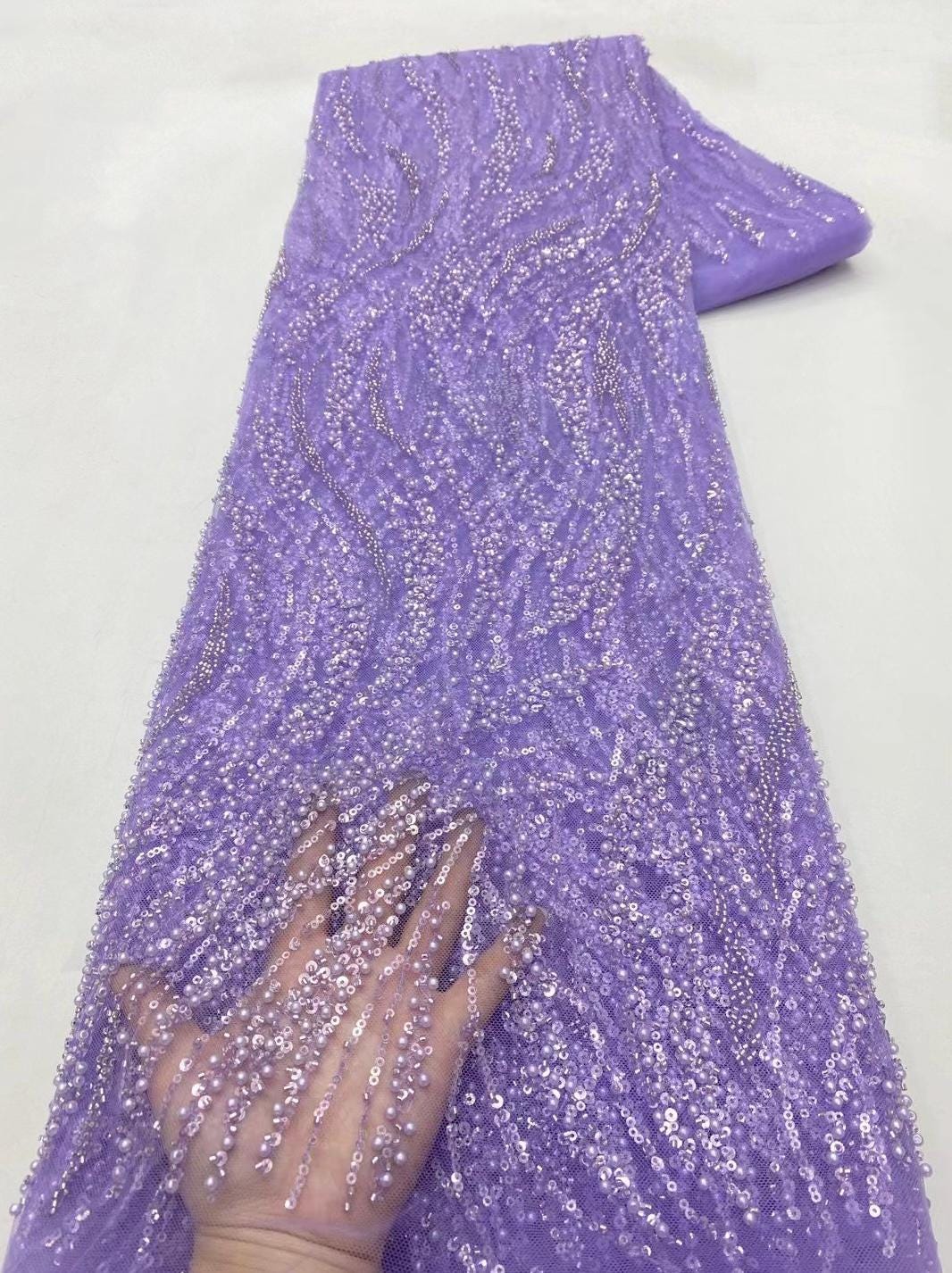 Pink Heavy Bead Lace Fabric, Sequin Tulle Fabric, Lace Mesh Fabric 1 ...