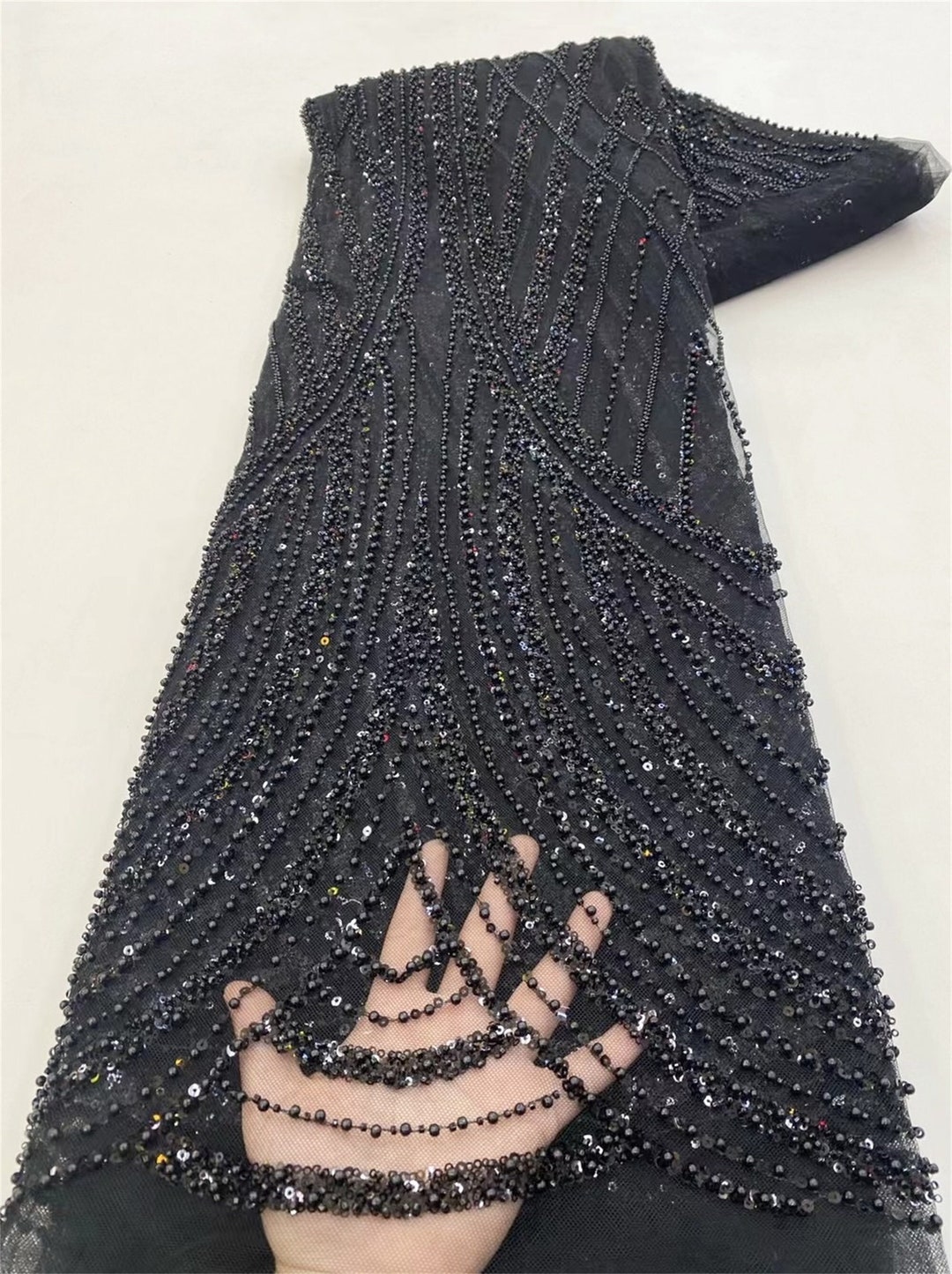 Heavy Beaded Lace Fabric, Sequined Beaded Fabric, for Bridal Dress ...